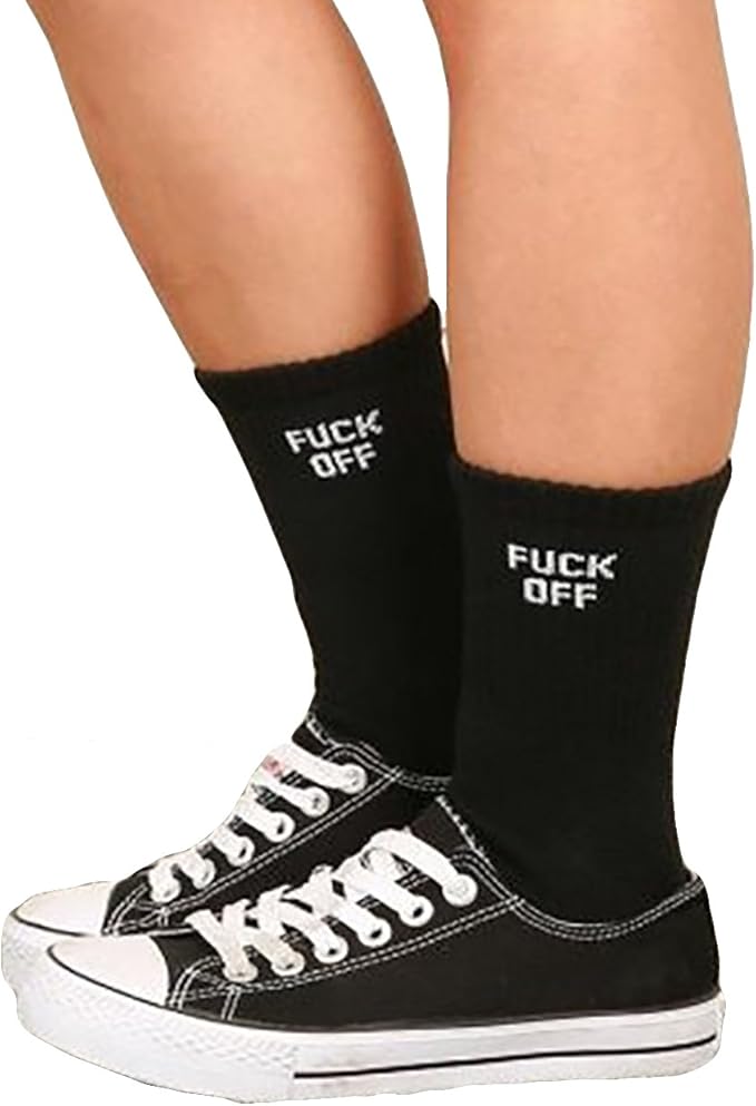 Amazon.com: Mens Womens Novelty Crew Tube Socks with Funny Sayings Fuck ...