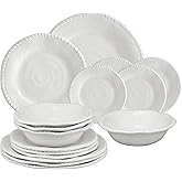Amazon.com | UPware 12-Piece Melamine Dinnerware Set, Includes Dinner ...
