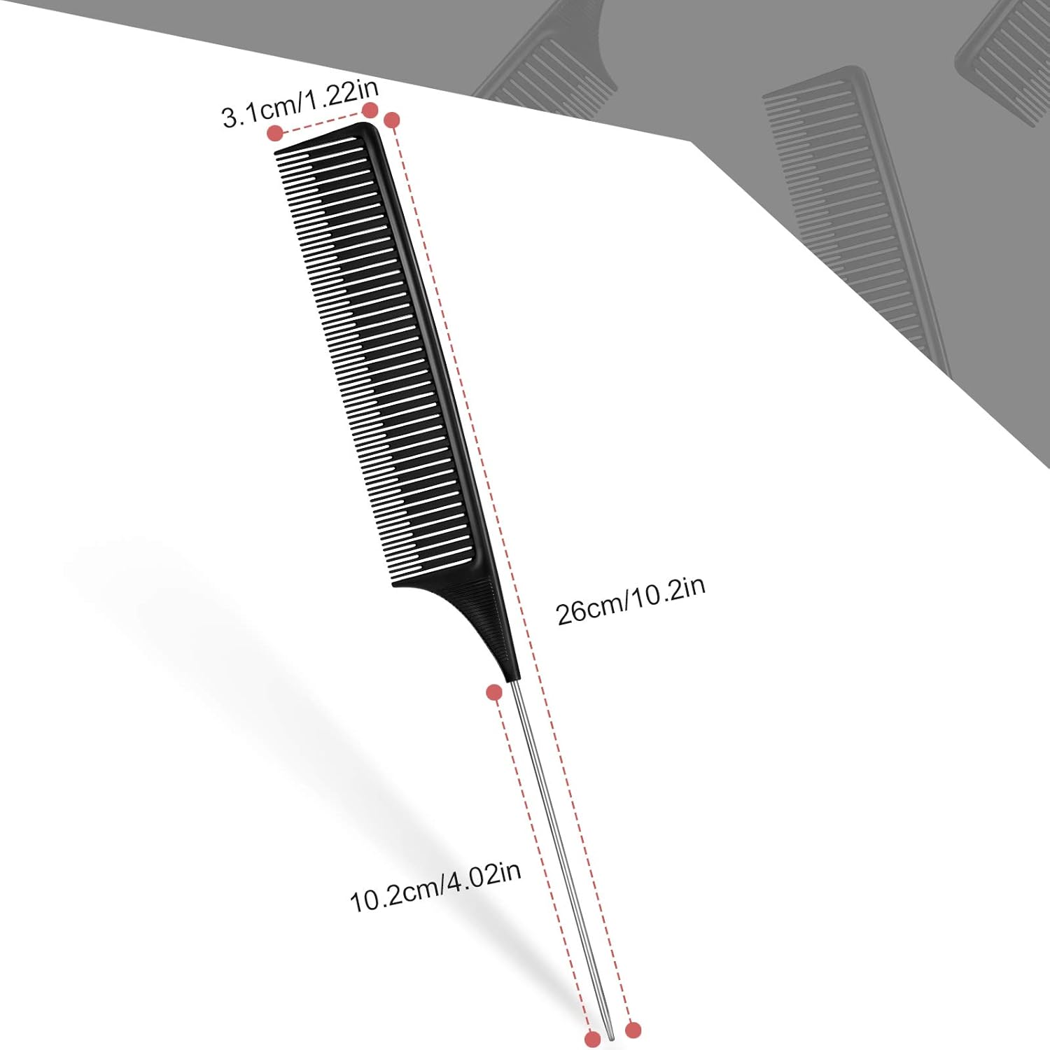 Coloring Highlighting Comb Rat Tail Comb Stainless Steel Pintail Comb ...