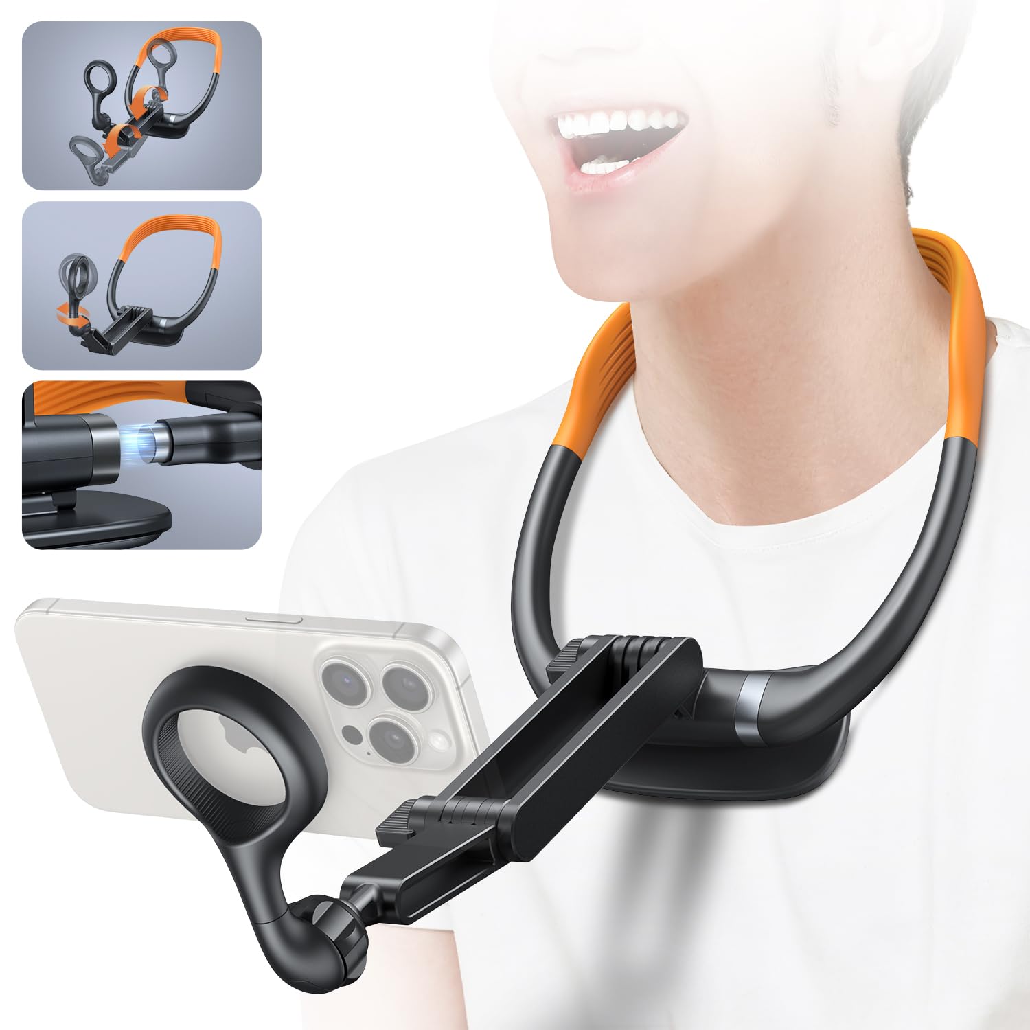Fallinep Magnetic Neck Phone Holder, Neck Mount for Phone, Around Chest ...