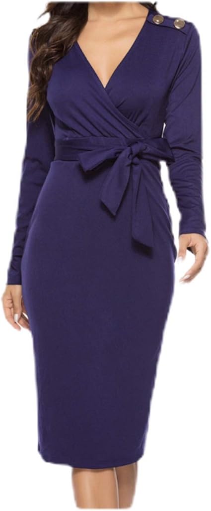 V-Neck Smart Dress: Amazon.co.uk: Clothing