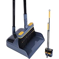 MR.SIGA Broom and Dustpan Set with Long Handle, Upright Broom and Dustpan Combo for Floor ...