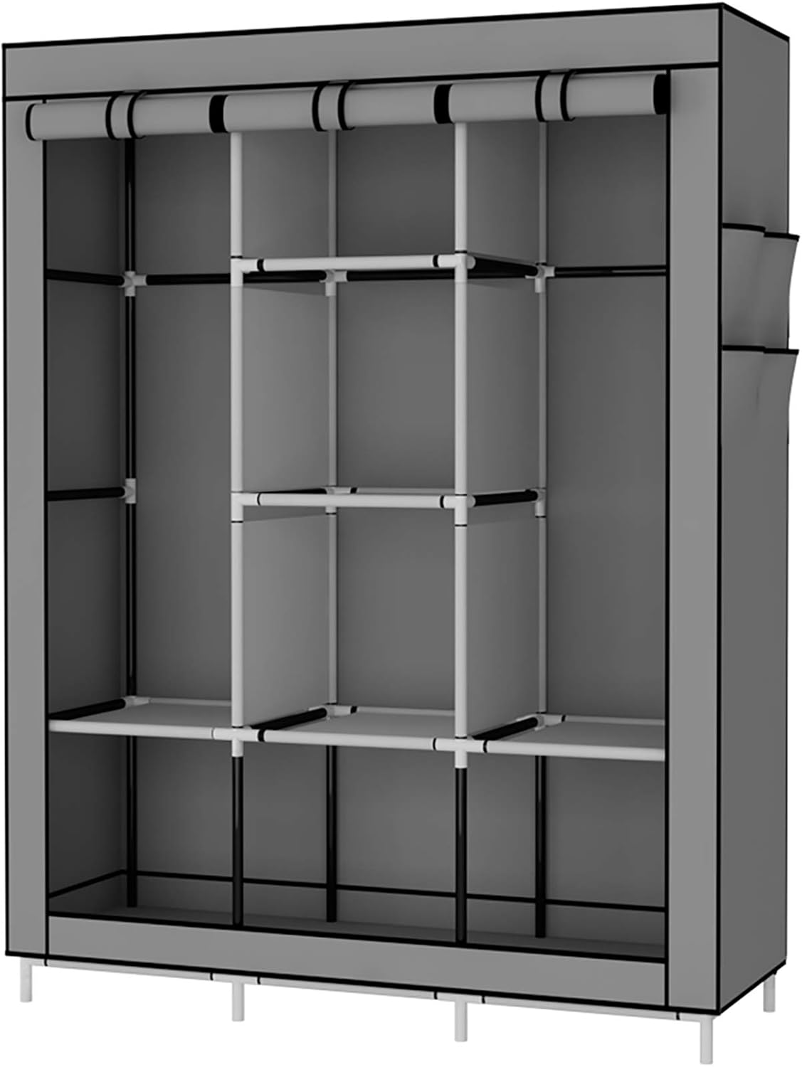 UDEAR Canvas Wardrobe Portable Wardrobe Free Standing Clothes Storage ...