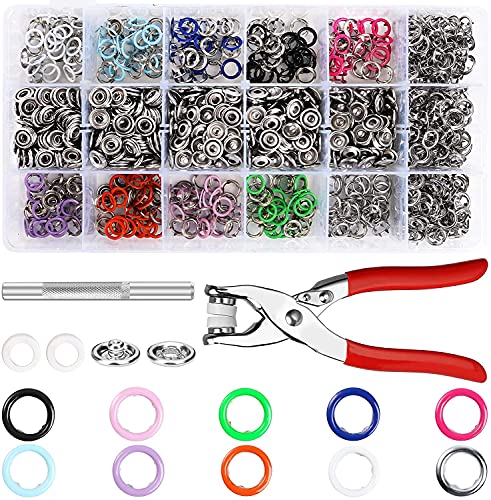 300 Sets Snap Button Snap Fastener kit Snaps 9.5mm Metal Snaps Buttons ...
