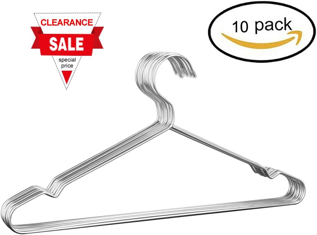 Stainless Steel Strong Wire Hangers Clothes Hangers 10 pack: Amazon.co ...