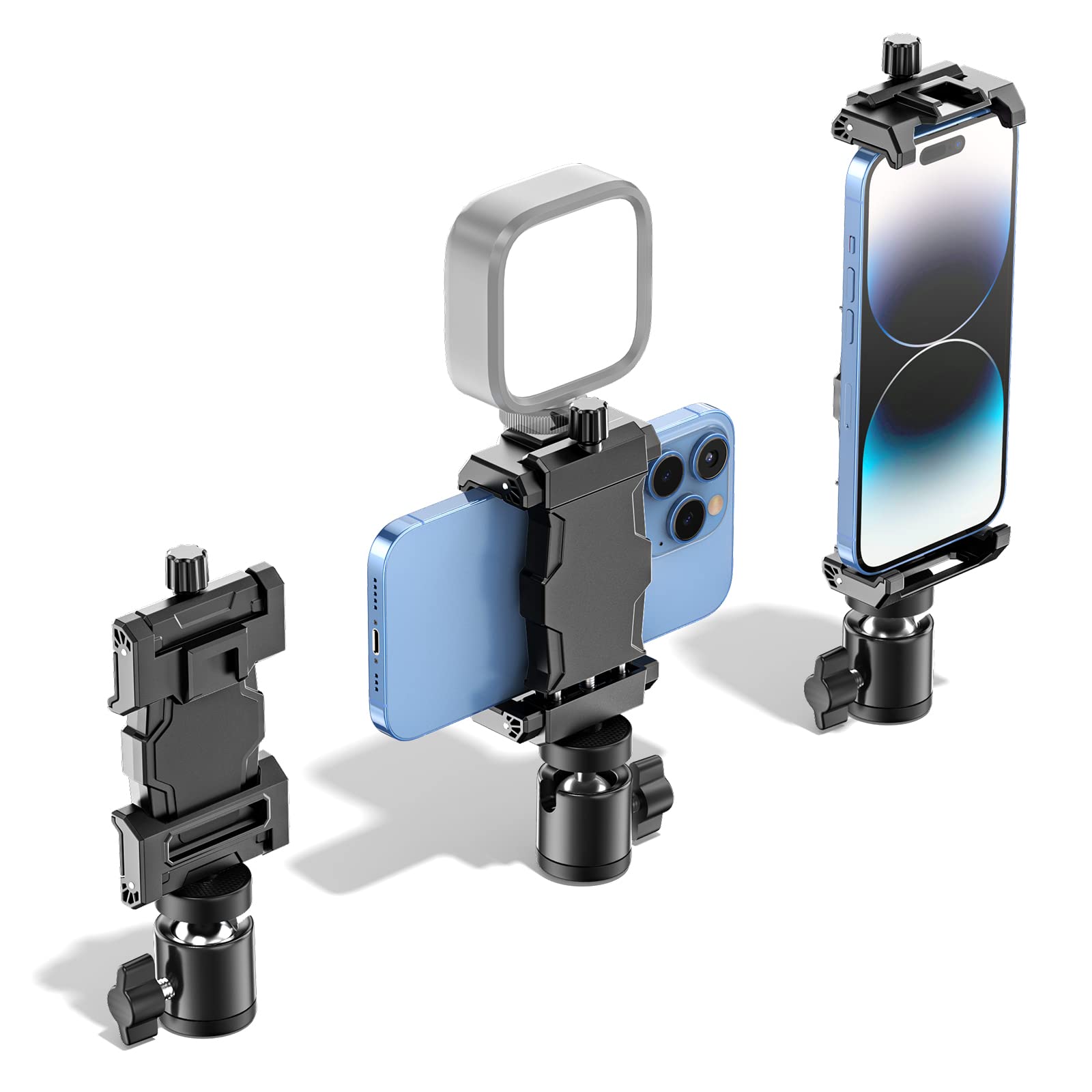 KDD Cell Phone Tripod Mount Adapter with Ball Head, 360° Rotating Phone ...