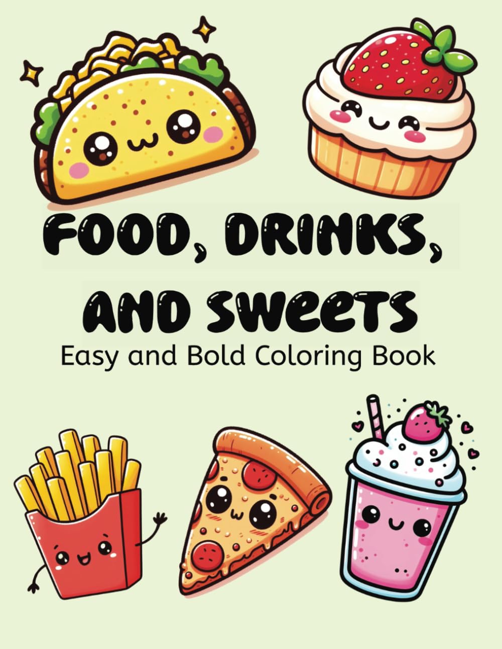 Mua Food Drinks and Sweets Coloring Book: Easy and Bold Coloring Pages ...