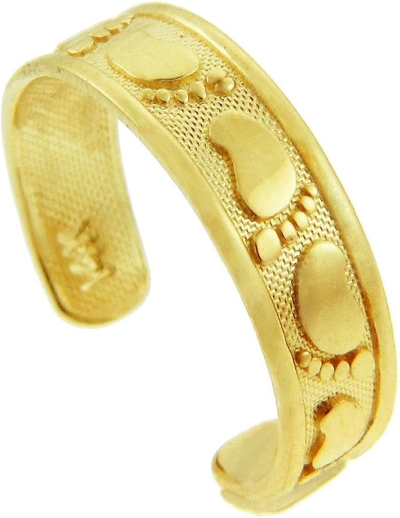 Amazon.com: Classy Footprint Yellow Gold Toe Ring (10K Gold): Claddagh ...