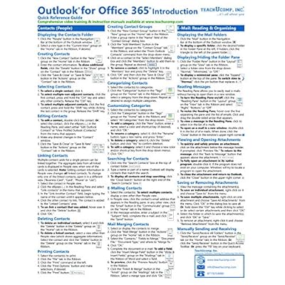 Buy Microsoft Outlook for Office 365 Introduction Quick Reference Training Tutorial Guide Cheat ...
