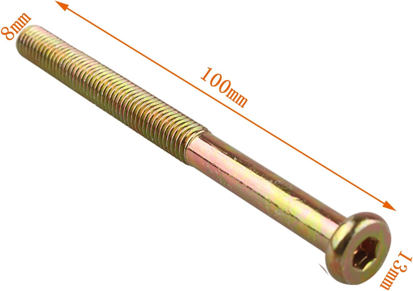 HALJIA 10 Pcs M8 x 100mm Screws Bolts Threaded Hexagon Socket Head Cap ...