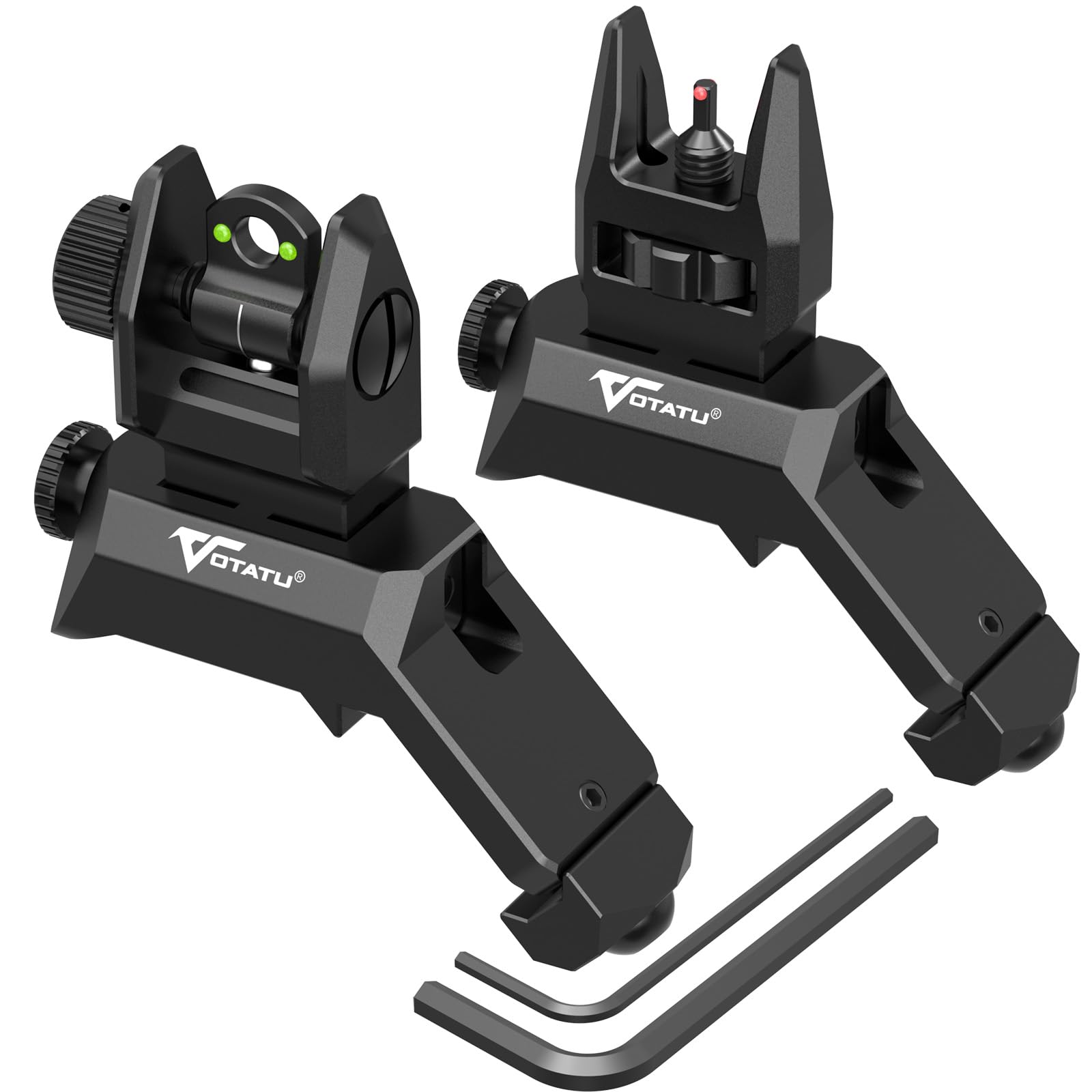 VOTATU V9 45-Degree Offset Iron Sights- Fiber Optic Front and Rear Flip ...