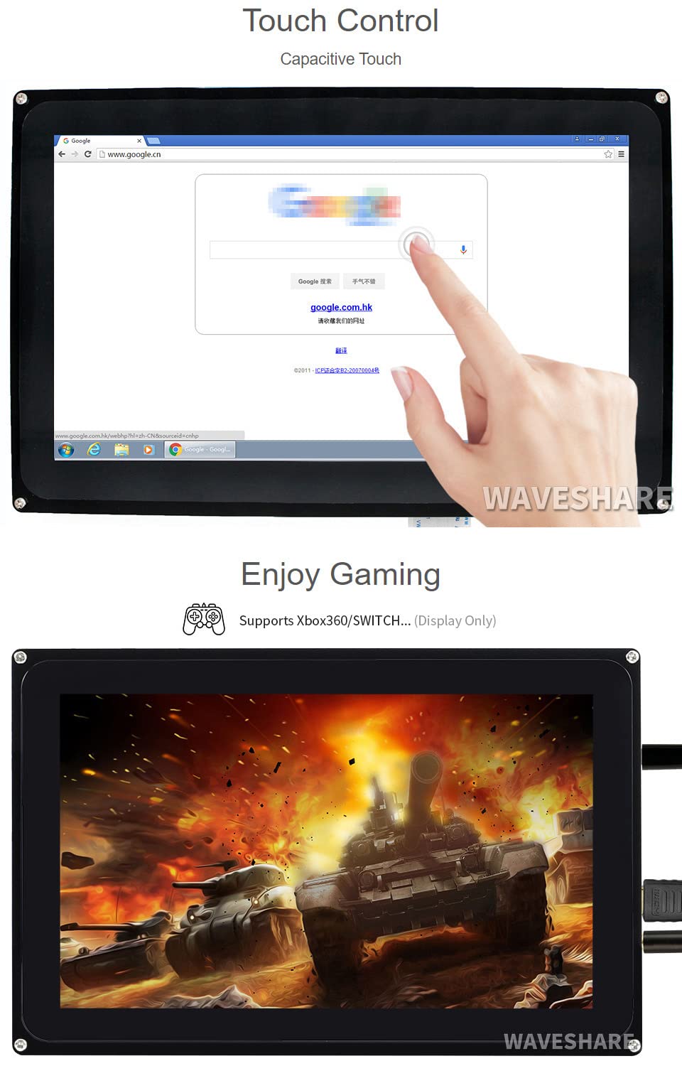 Waveshare 10.1inch Capacitive Touch Screen LCD With Case Compatible ...