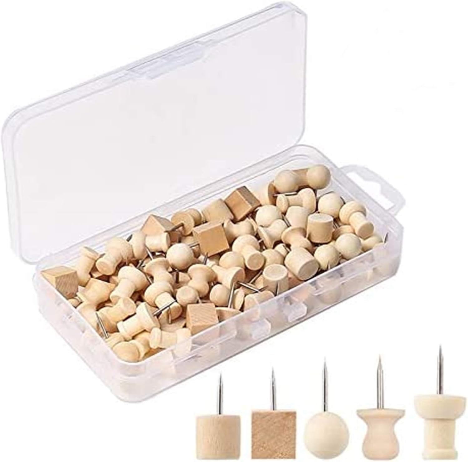 fanshiontide 100 Stück Holz Pinnnadeln Holz Daumenhaken Deko Pin Nadel ...