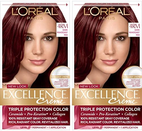 L'Oreal Paris Excellence Creme Permanent Hair Color, 4RM Dark Mahogany ...