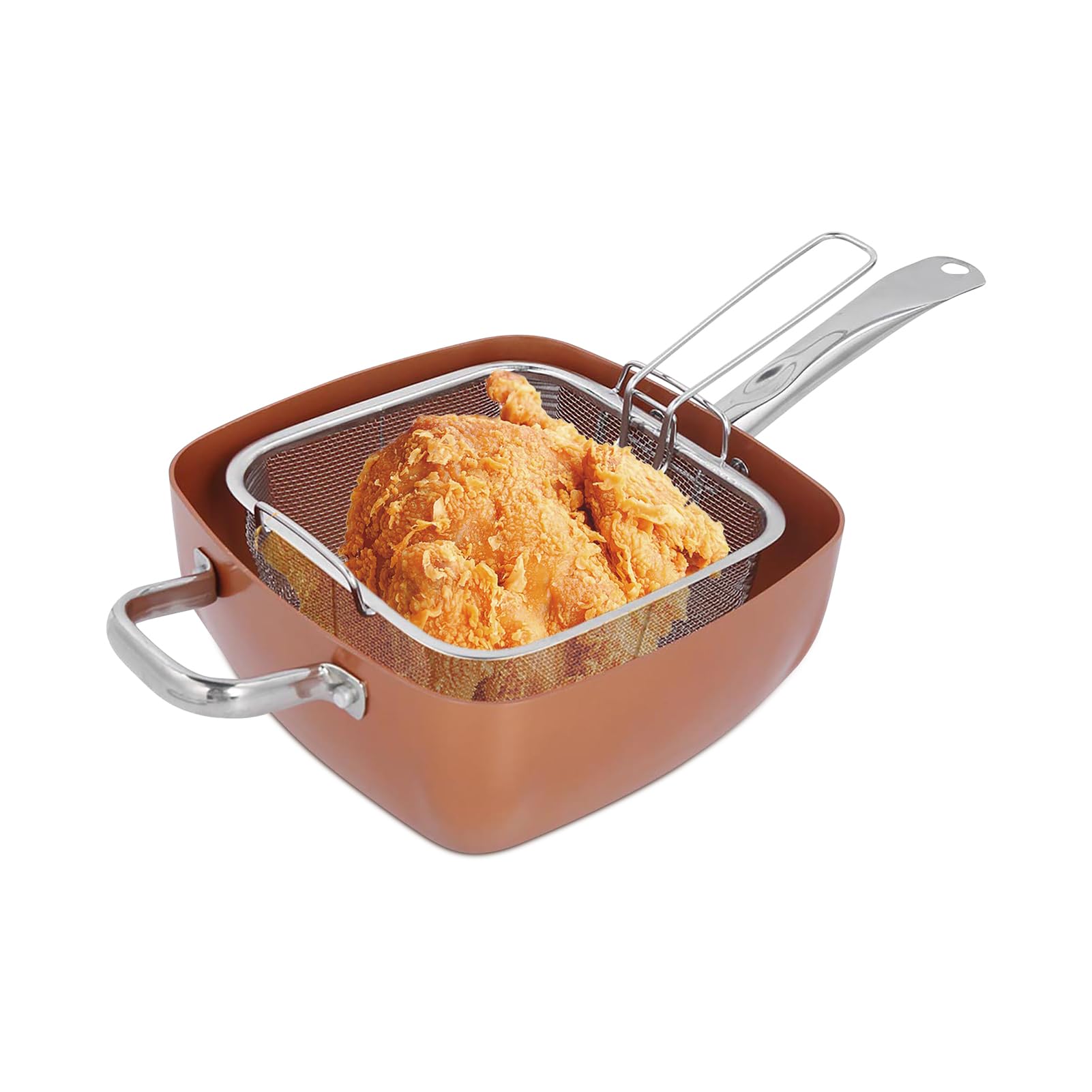 Frying Pan, 4Pcs Stainless Steel Saucepan Portable Non Stick Deep Fryer ...