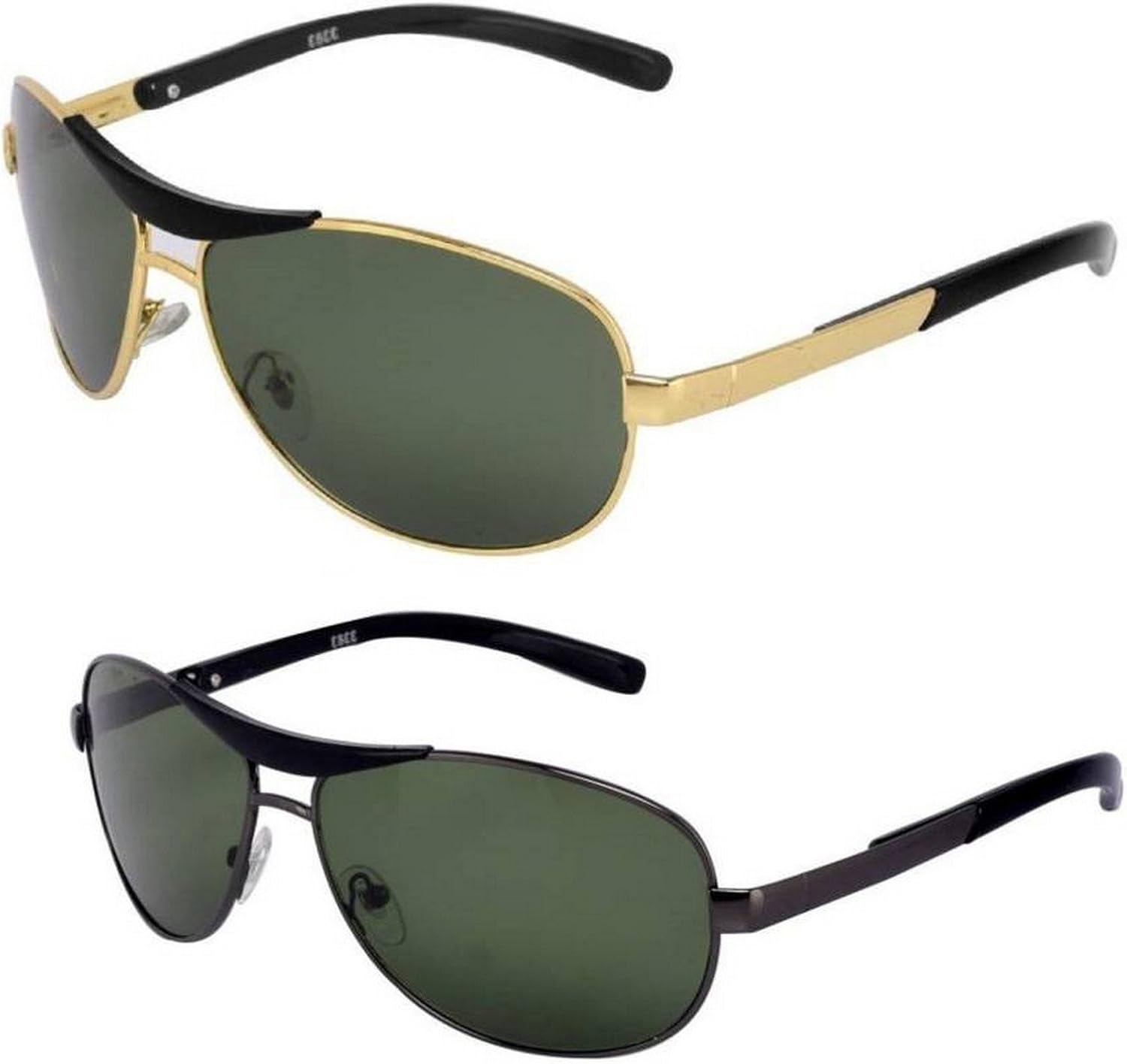 Buy Dervin Combo of 2 Grey Golden Frame Green Lens Aviator Sunglasses ...