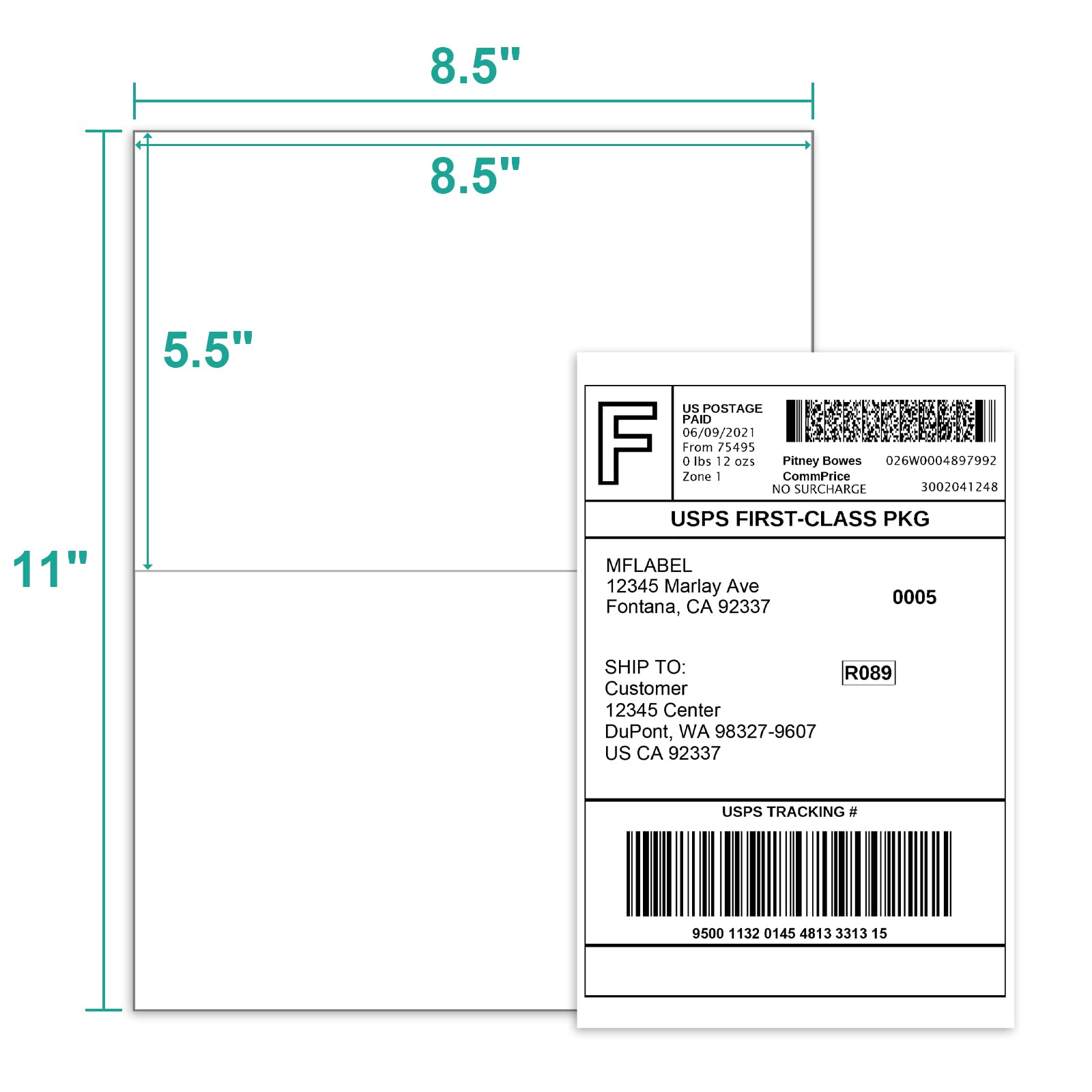 Mua MFLABEL Half Sheet Shipping Labels - 200 Self Adhesive Sticker ...