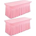 Amazon.com: 2 Pack Spandex Table Skirts for Rectangle Tables 4ft and Fitted Table Cover 1 Piece ...