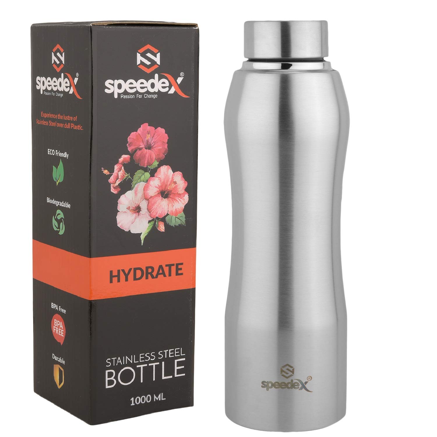 Speedex Stainless Steel Water Bottle, 1000ml, Set of 1, Silver : Amazon ...