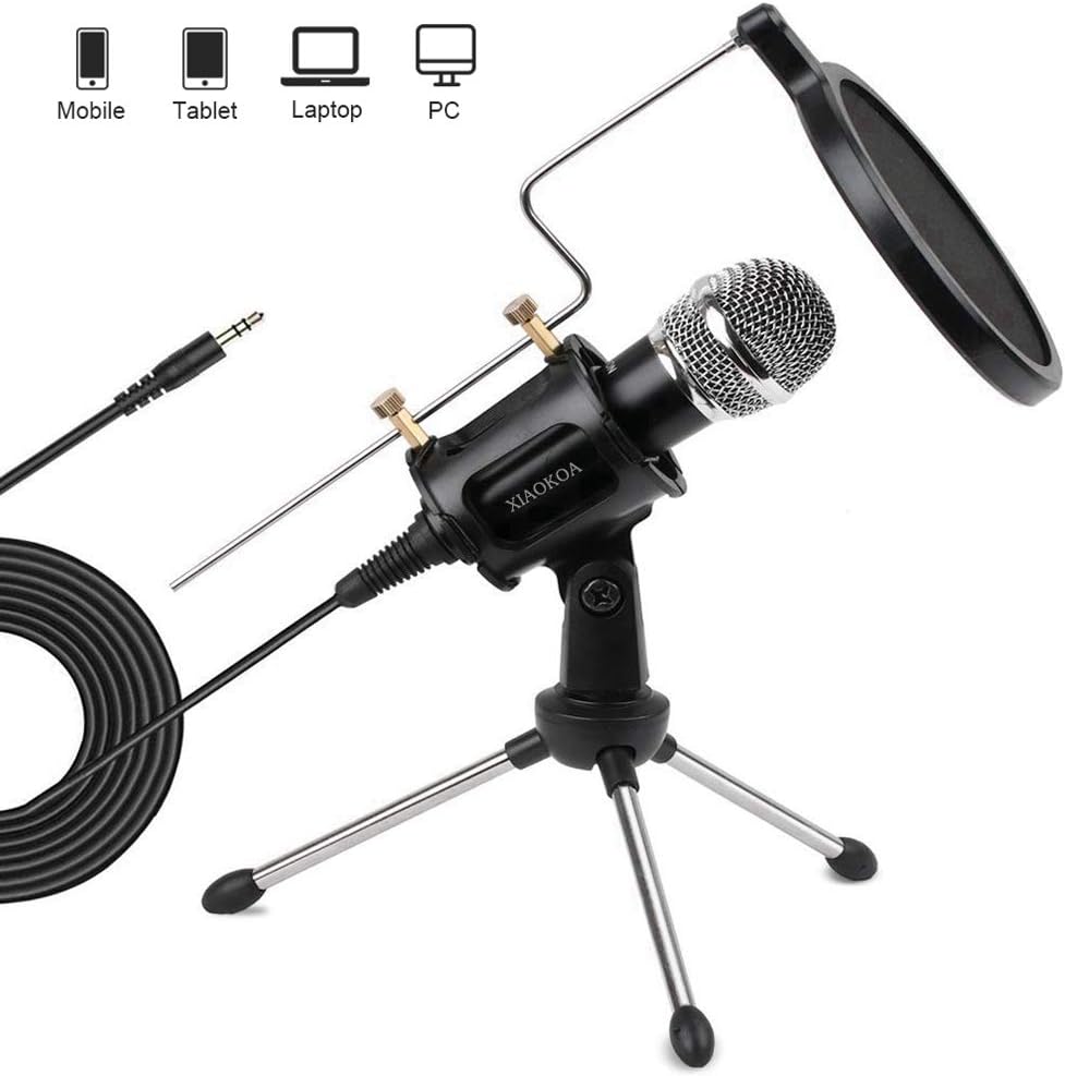XIAOKOA PC/Phone Microphone,3.5mm Condenser Microphone Jack Handheld ...