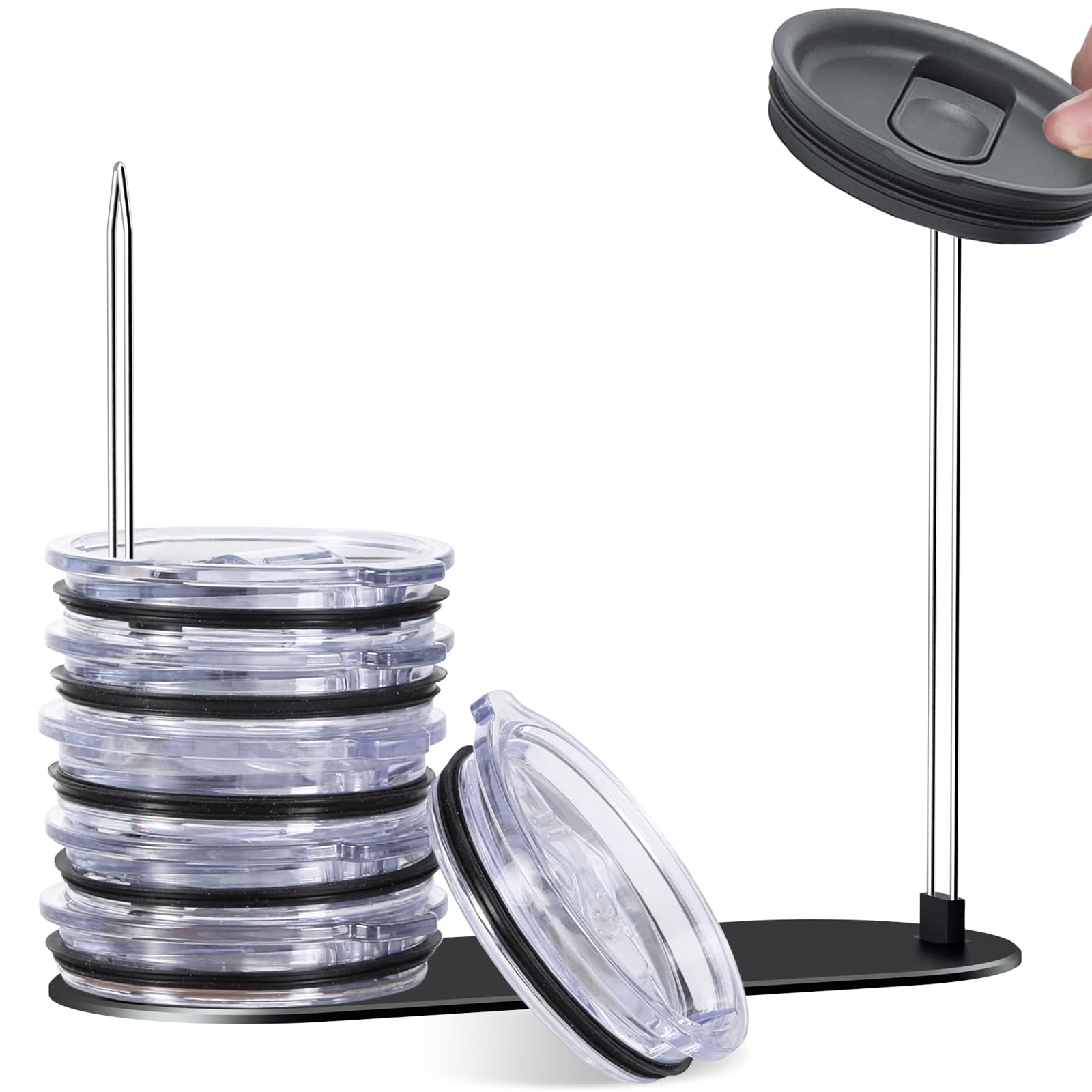 Tumbler Lid Organizer, Metal Cup Lid Holder Vertical, Stainless Lid ...