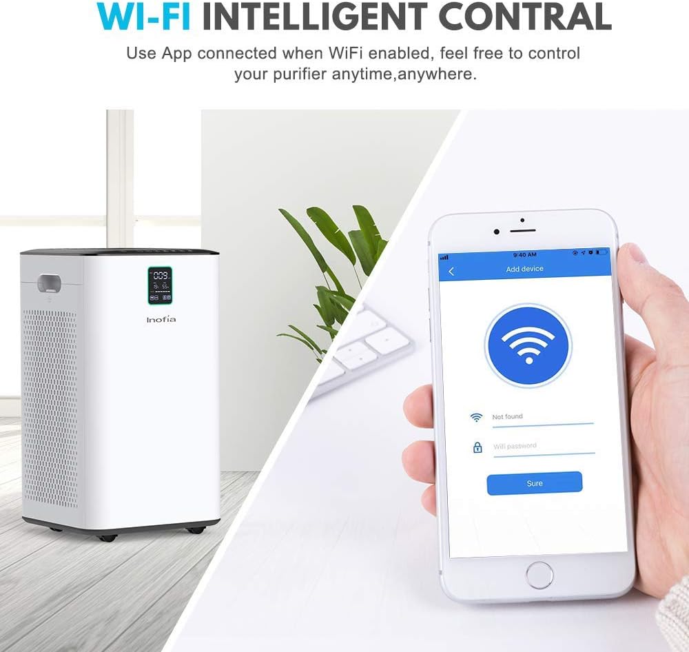 Inofia Air Purifier with True HEPA Air Filter, Wi-Fi Intelligent ...