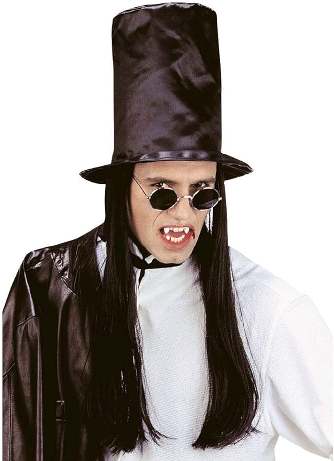 VAMPIRE TOP HAT WITH HAIR Accessory for Dracula Vamp Halloween Fancy ...