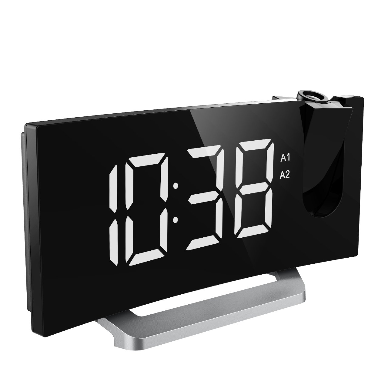 Buy Mpow Projection Clock FM Radio Alarm Clock Curved Screen Digital 