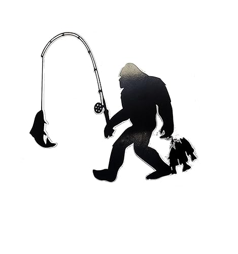 Bigfoot Sasquatch Bigfoot Fishing with stringer durable sticker 4" Logo ...