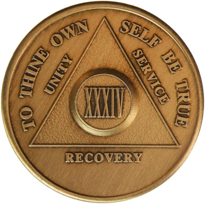 34 Year Bronze AA (Alcoholics Anonymous) – Sober / Sobriety / Birthday ...