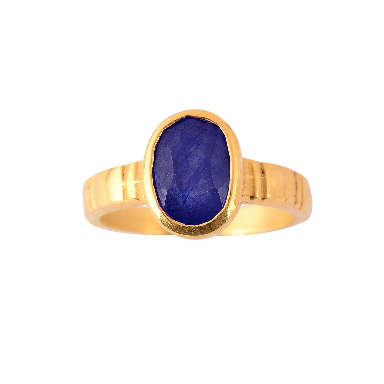 Buy HARSHALI GEMS Certified 8.40 Carat Or 9.25 Ratti Blue Sapphire Ring ...