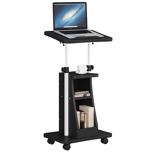 Meilocar Mobile Laptop Podium with Tilting Desktop, Rolling Laptop ...