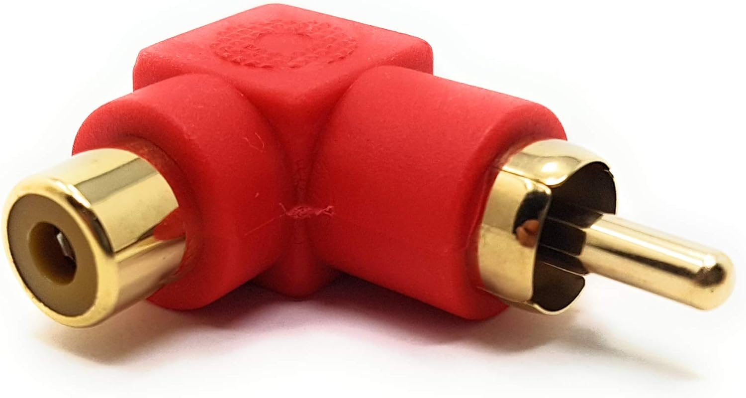 MainCore Red Right Angle 90 Degree Single RCA Phono Male to Female ...