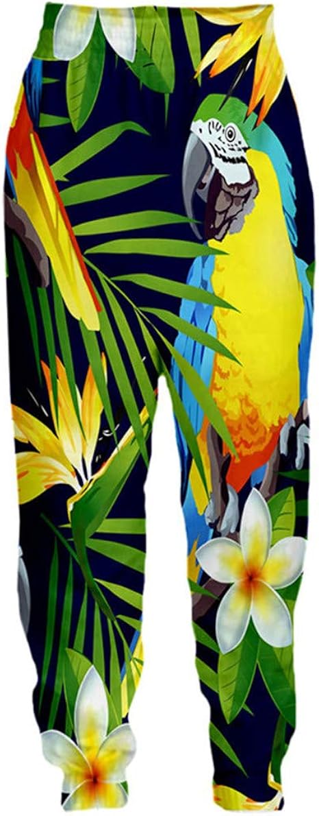 UCKSL Fashion 3D Color Parrot Joggers Pants Men Women Spring Loose ...