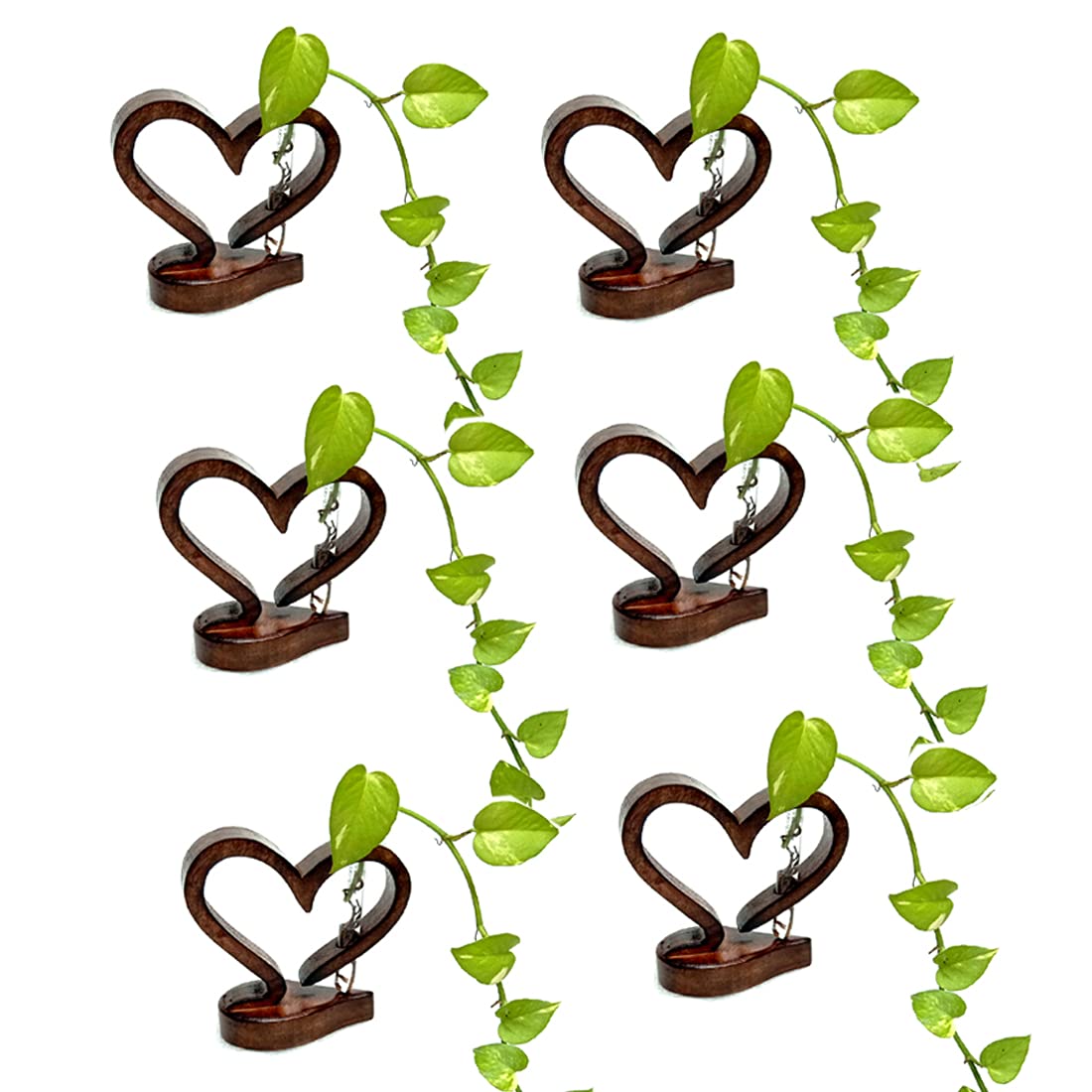 RRA Wooden Heart Table Plant Stand / Decorative Test Tube Planter ...