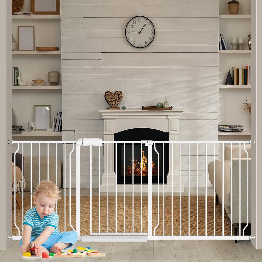 flower frail Extra Wide Baby Gates 71.5-76.3 Inch White Pressure ...
