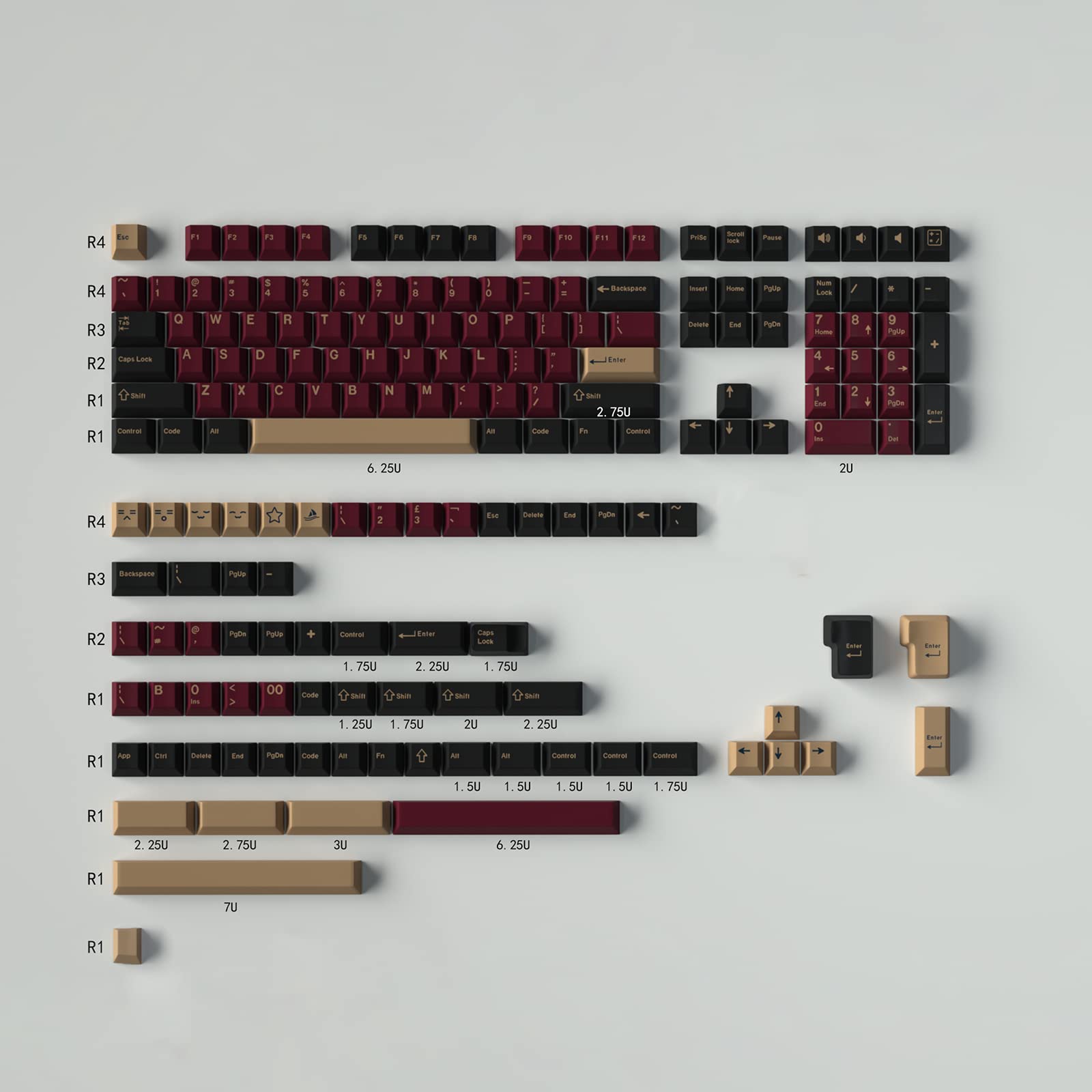 Mua 173 Keys Double Shot Keycaps Cherry Profile Red Samurai Keycaps Set ...