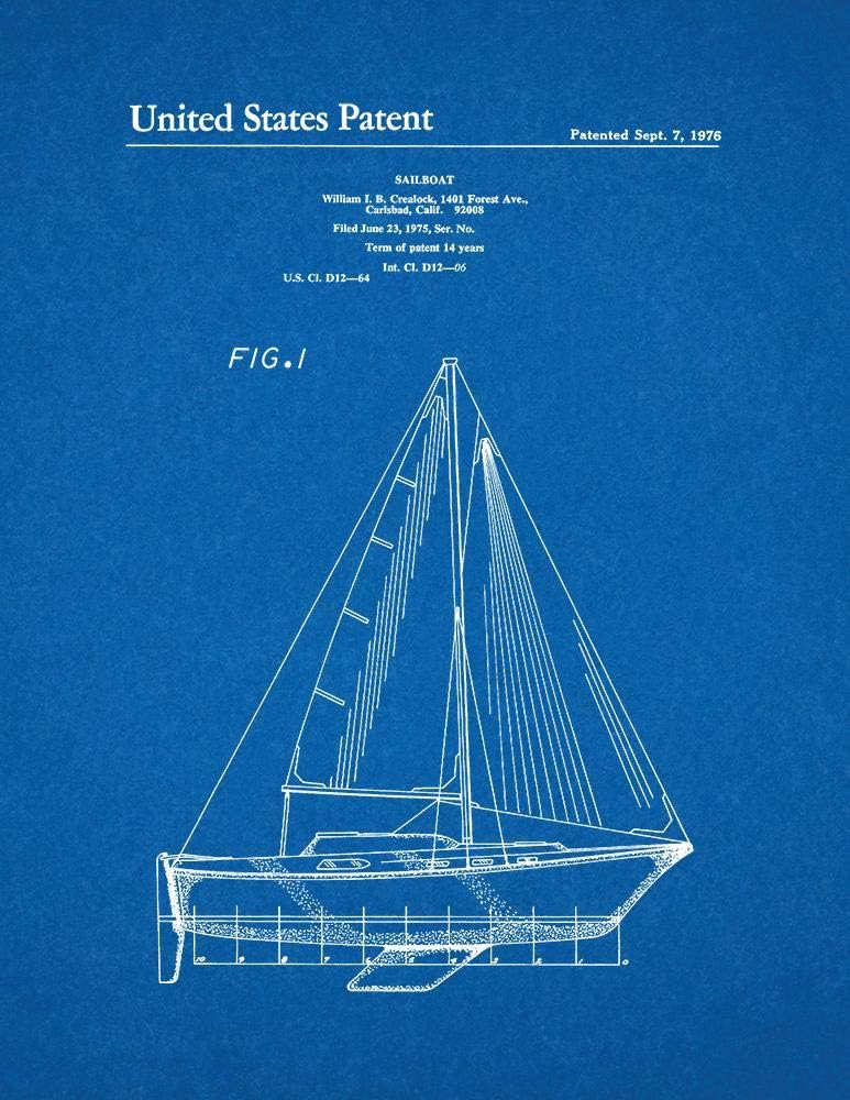 Amazon.com: Sailboat Patent Print Blueprint (11" x 14") M13774: Posters ...