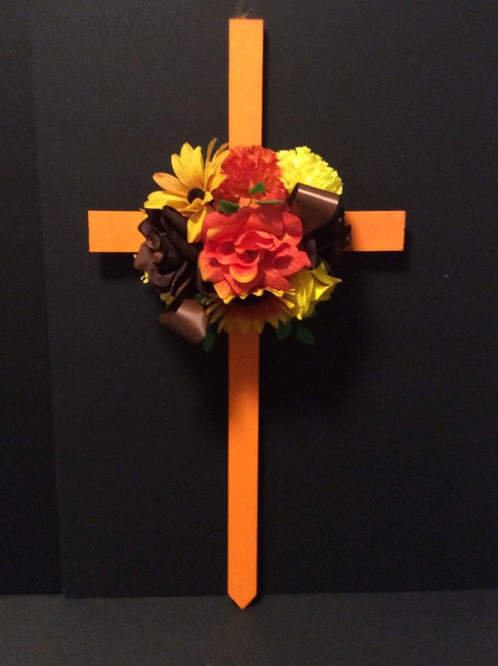 Amazon.com: Memorial Cross, Cemetery Autumn Flowers: Handmade