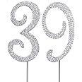Amazon.com: MAGJUCHE Silver 39" Crystal Cake Topper, Number 39 ...