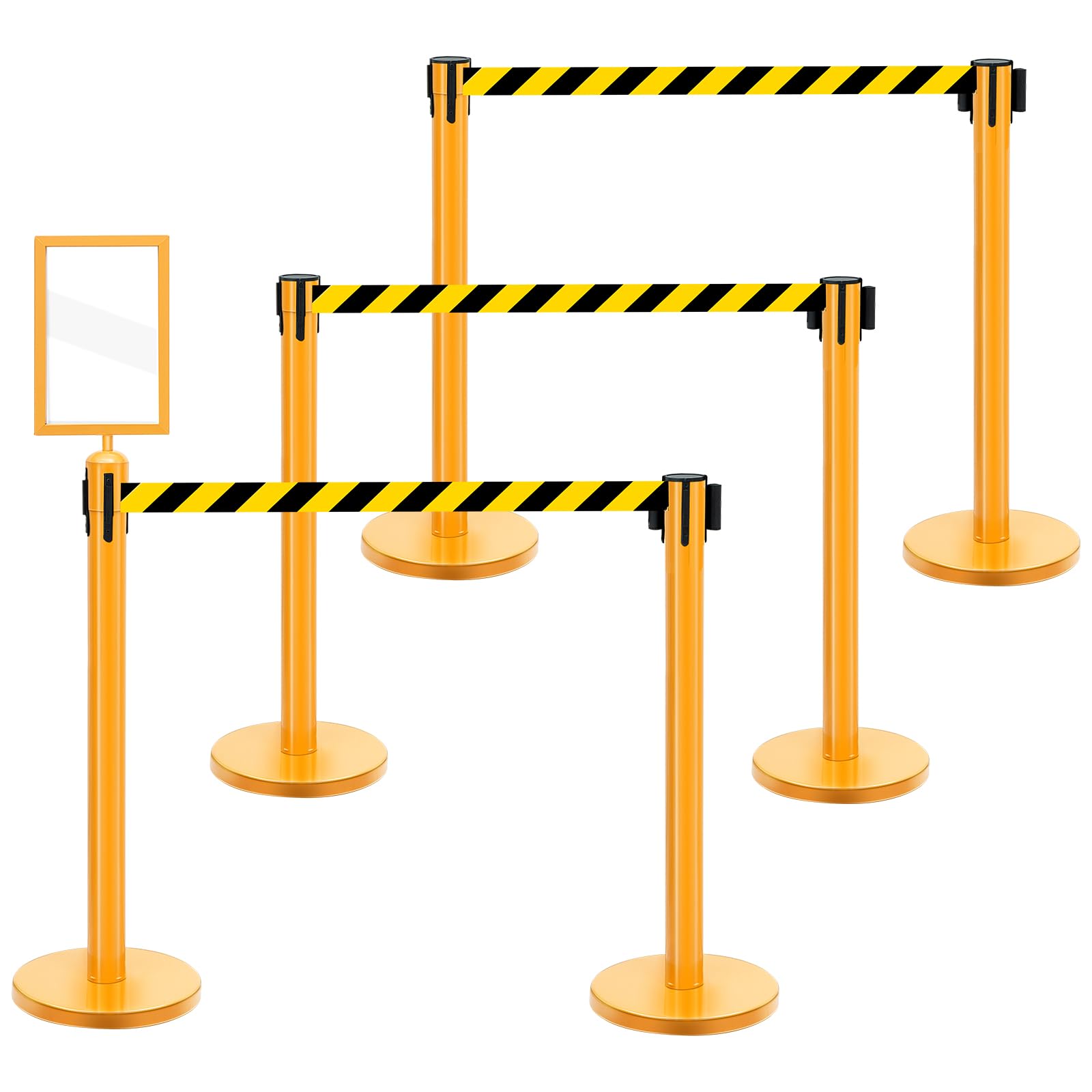 Therwen 6 Pack Heavy Duty Crowd Control Stanchions 9.8 ft Stainless ...