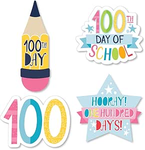Amazon.com: Big Dot of Happiness Happy 100th Day of School - DIY Shaped ...