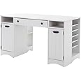 South Shore Furniture Artwork Craft Table with Storage, Pure White ...