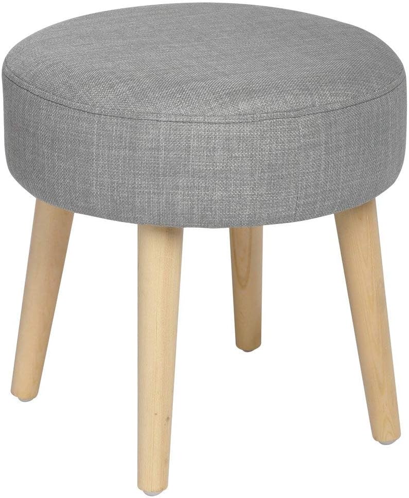 Atmosphera Tabouret Pouf Rond - Esprit scandinave - Coloris Gris Soie ...