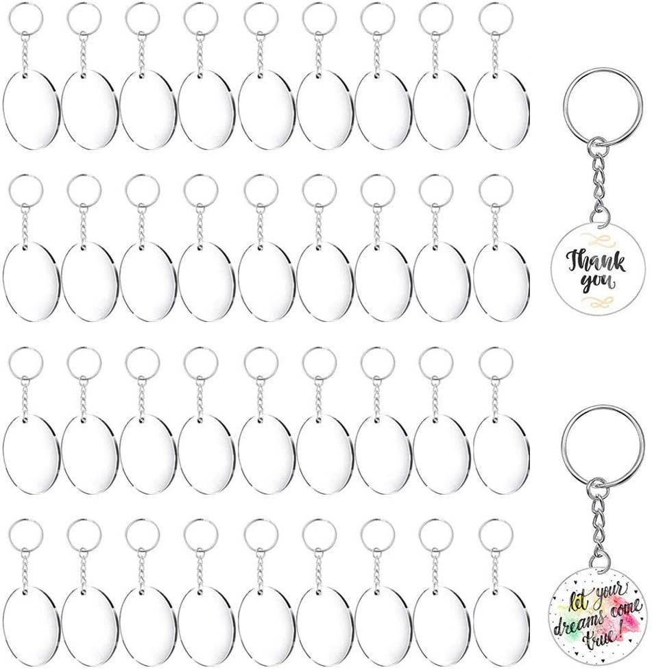 2 inch Clear Acrylic Round Keychains – Acrylic Blank Keyring Circle ...