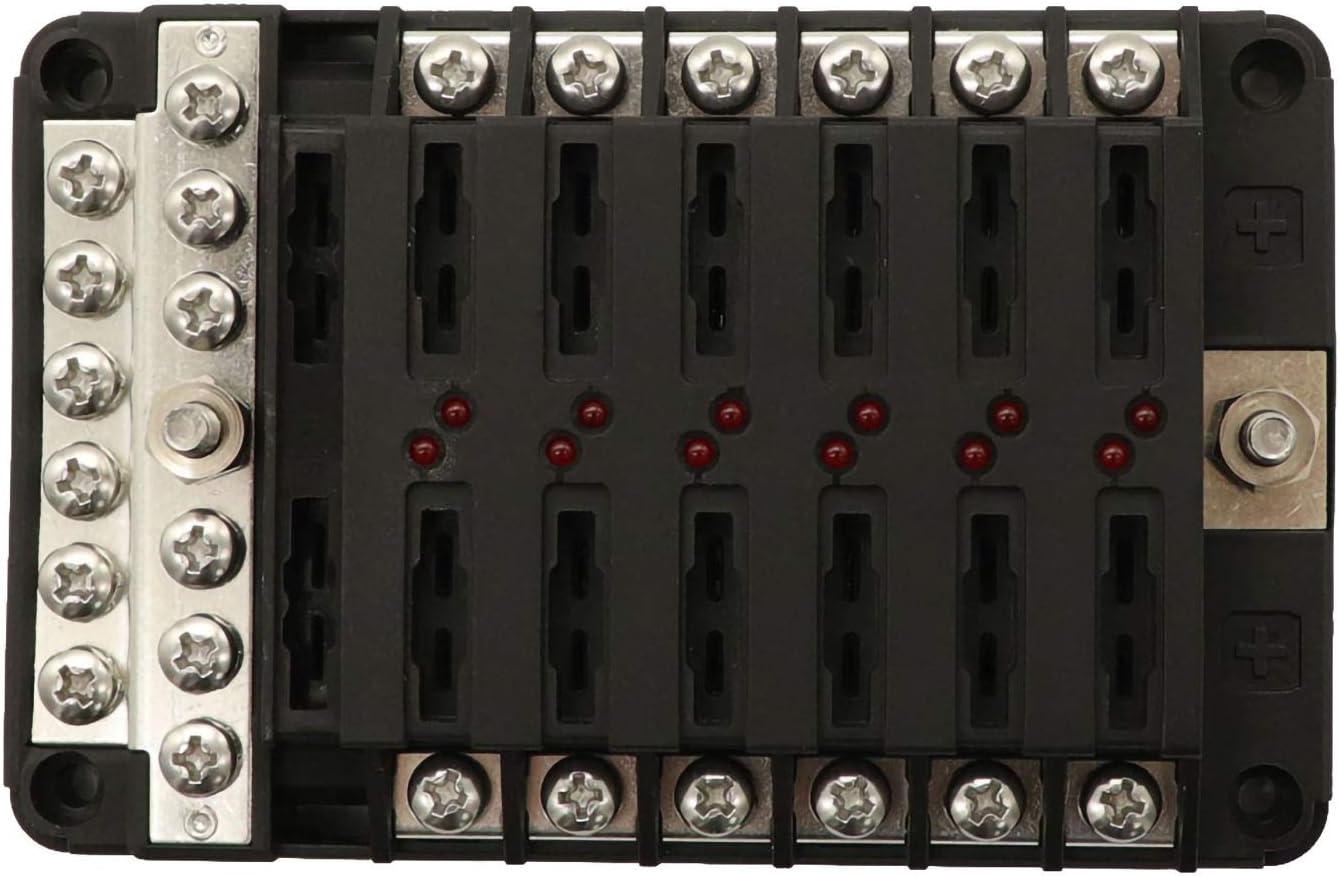 iFCOW Fuse Holder 12 Way Blade Fuse Box & Bus Bar Car Kit +Cover Marine ...