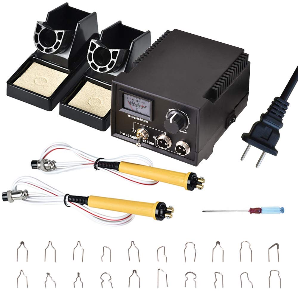 Buy Soiiw 60W Pyrography Machine Wood Burning Kit Dual Pen Pointer ...