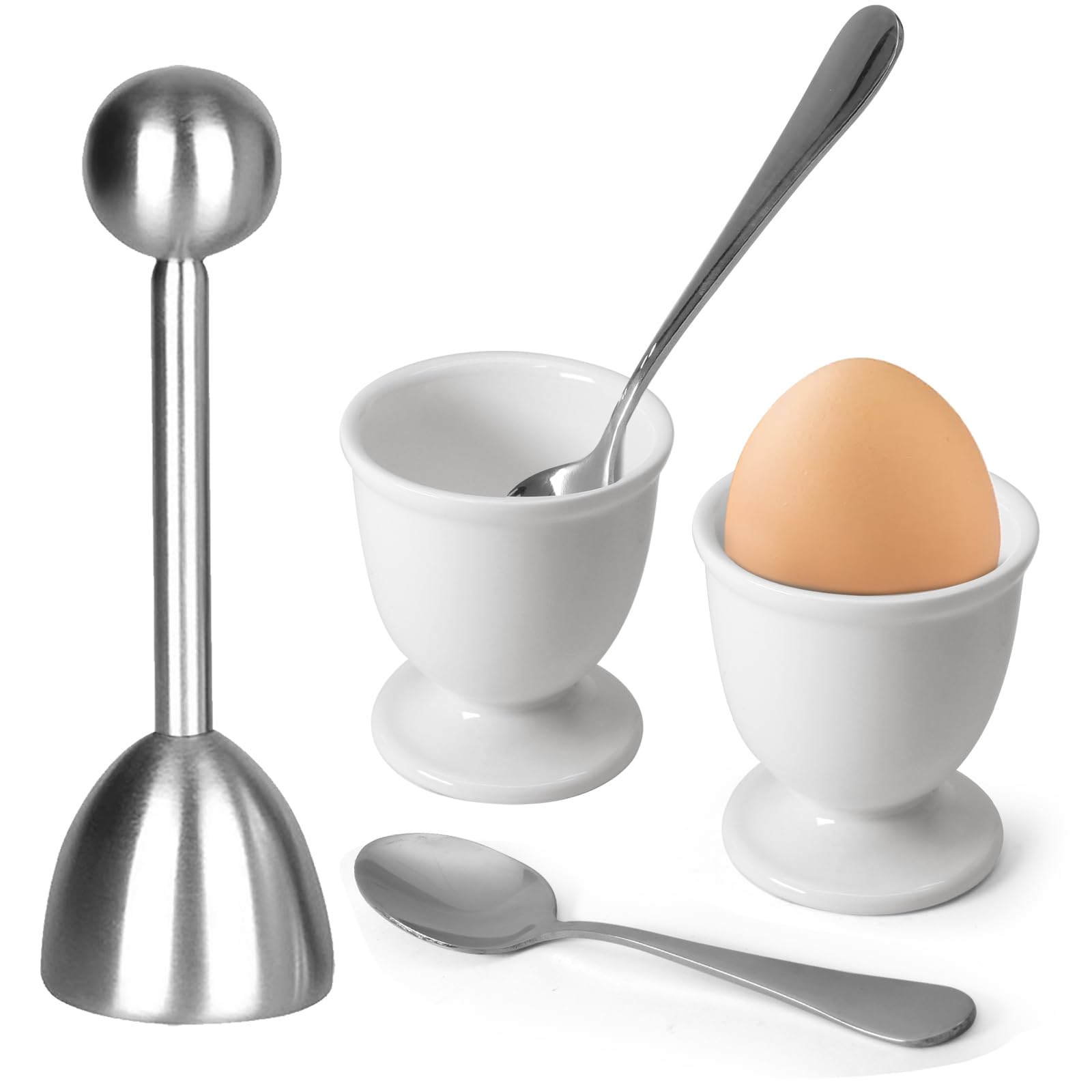 vibedor Egg Cups and Egg Cracker Set for Soft Boiled Eggs, 1 Stainless ...