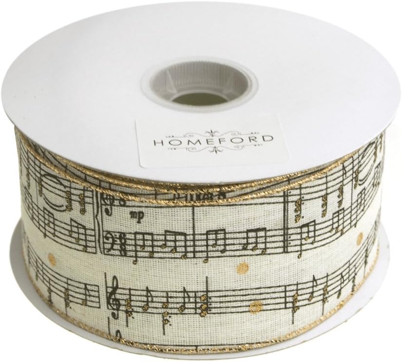 Amazon.com: Homeford Musical Notes Gold Edge Canvas Wired Ribbon, 2-1/2 ...