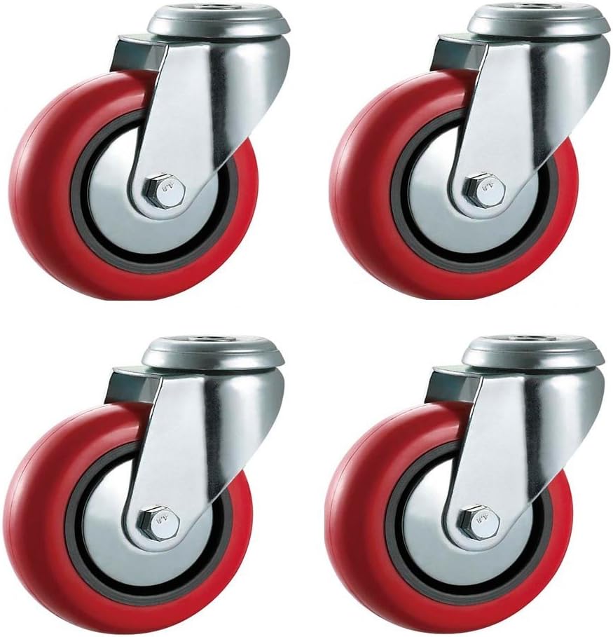 125mm Polyurethane Swivel Casters - Single Bolt Hole Fitting Heavy Duty ...